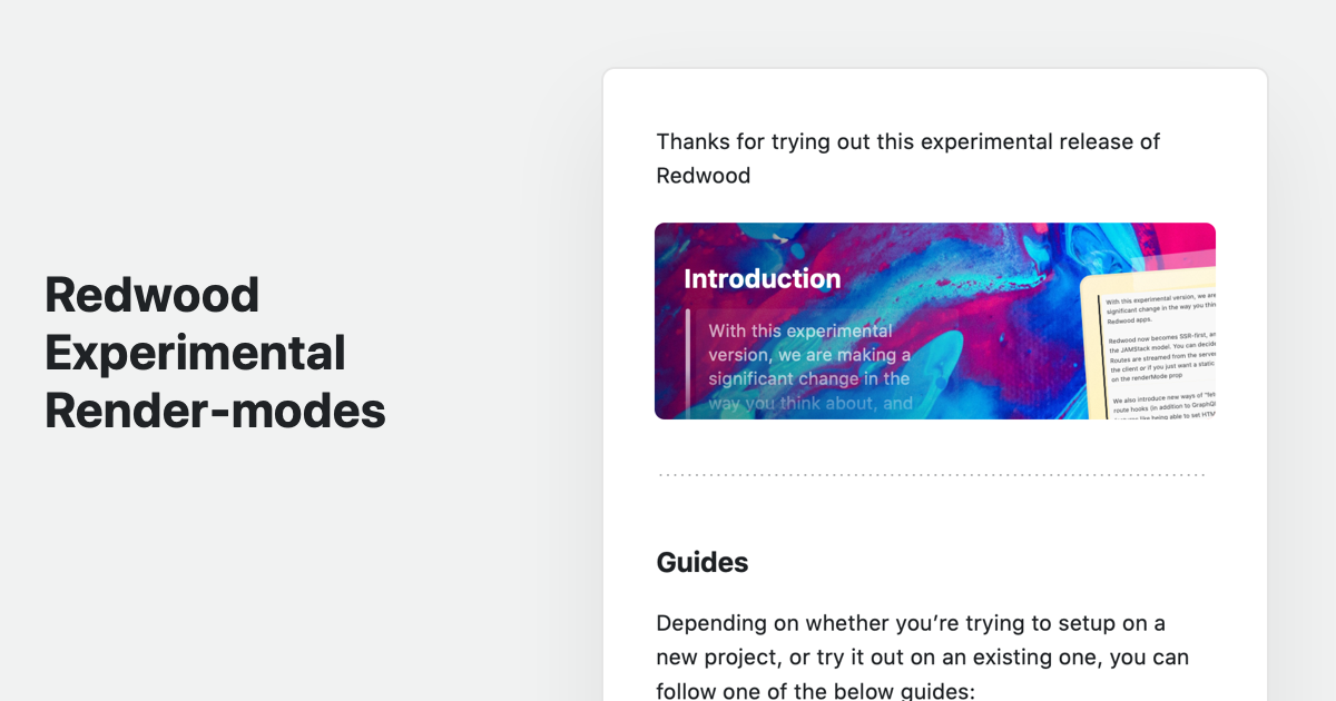 Render Modes Ssr Streaming [experimental] Experimental Features Redwoodjs Community